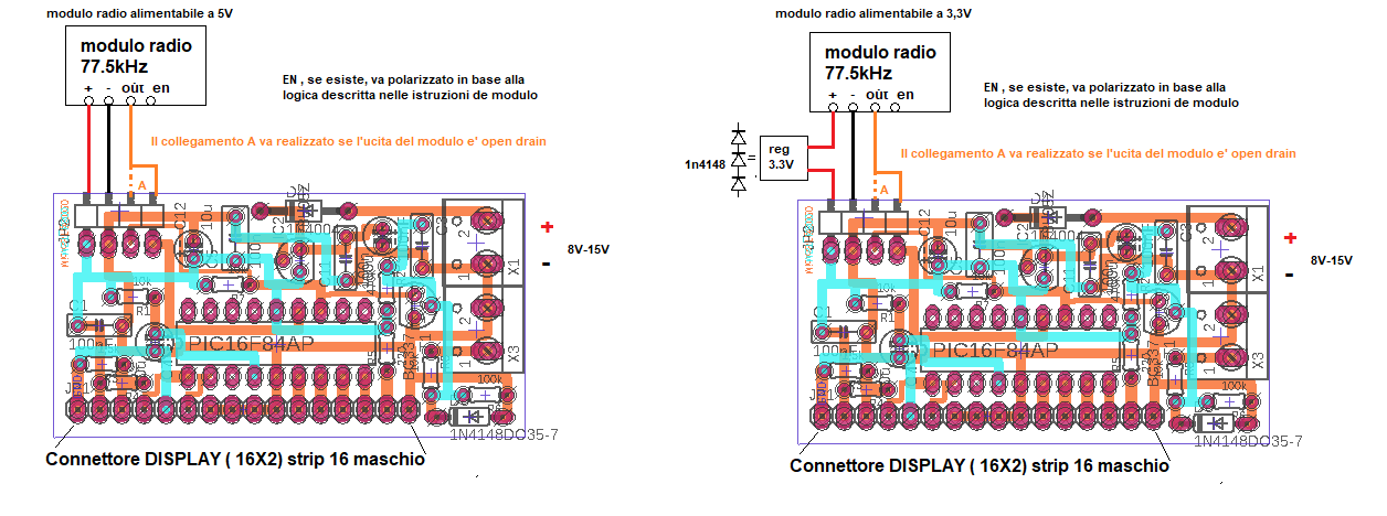 DCF77 DECODIFICATORE - COLLEGAMENTO CON IL RICEVITORE RADIO